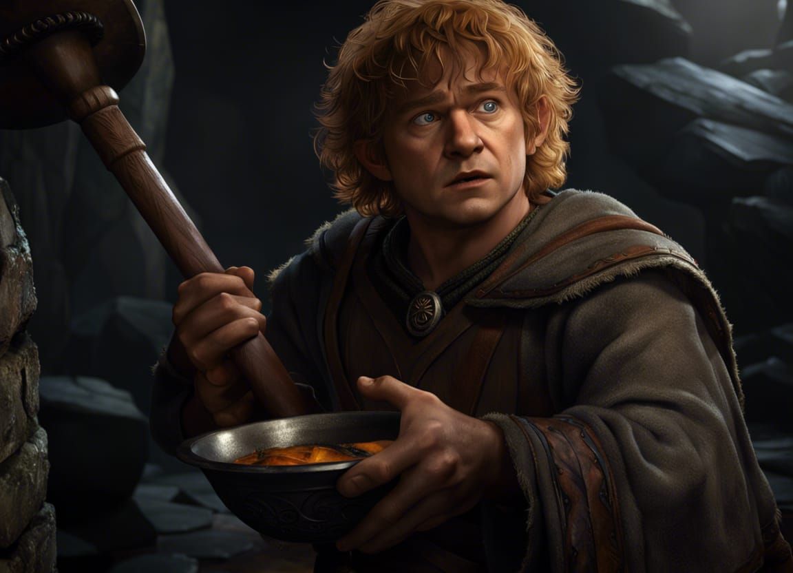Samwise cooking - AI Generated Artwork - NightCafe Creator