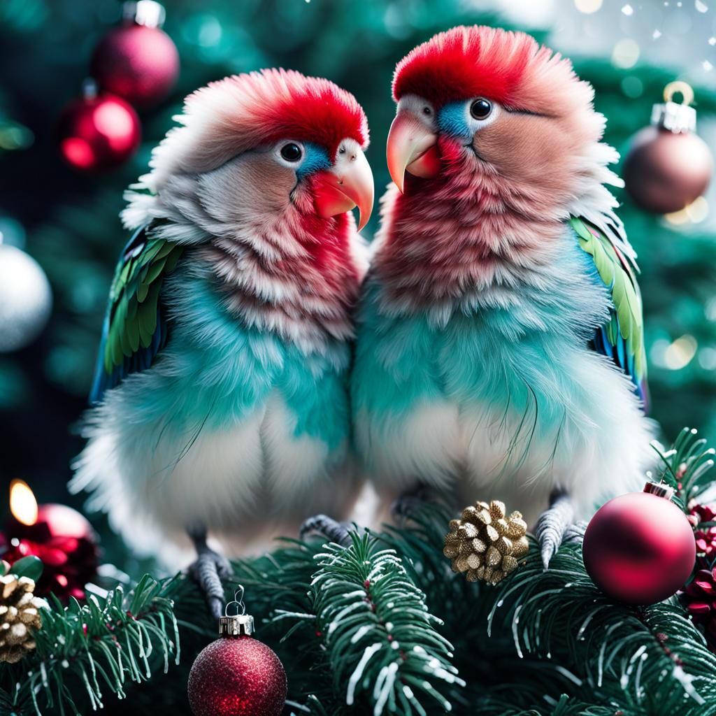 Tubby Christmas Lovebirds - AI Generated Artwork - NightCafe Creator