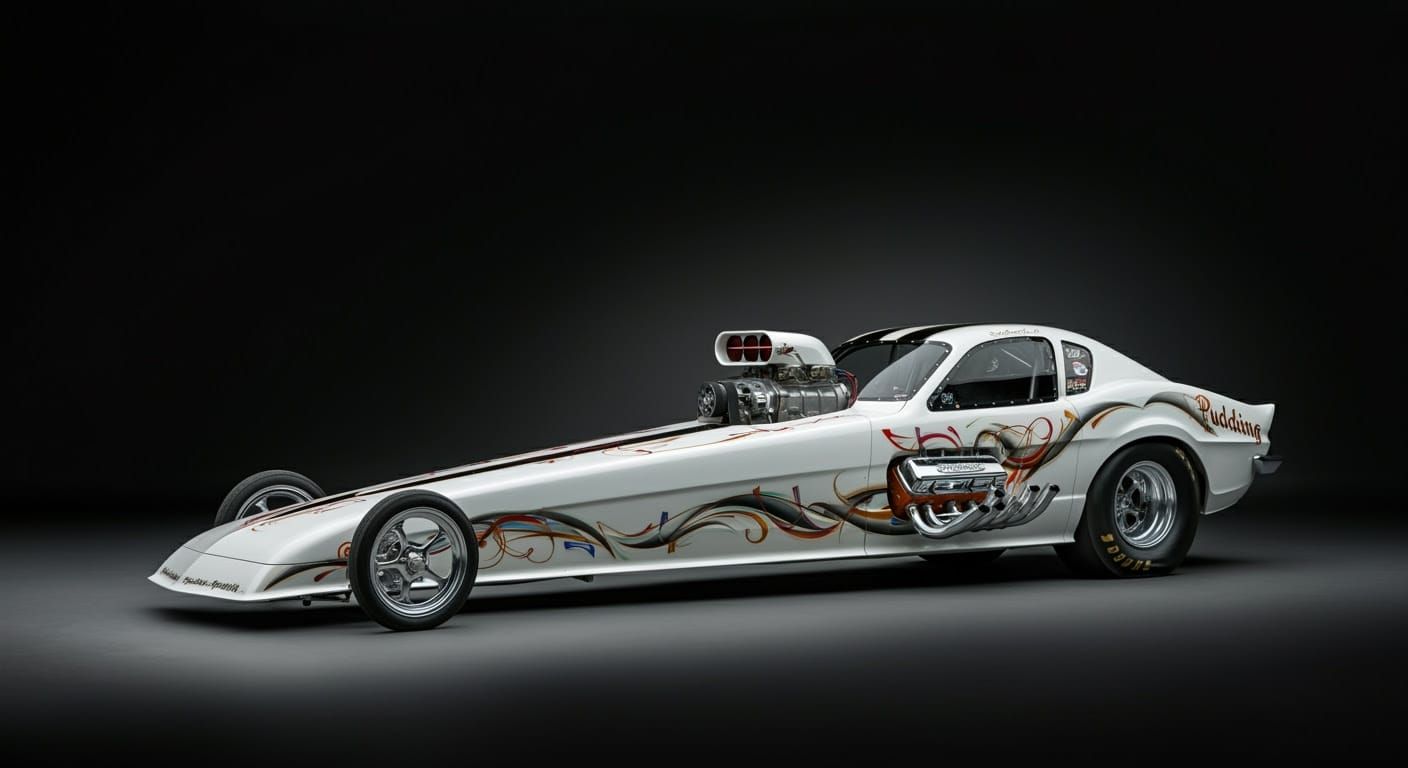 Vintage Futuristic Dragster in Retro NHRA Style - AI Art