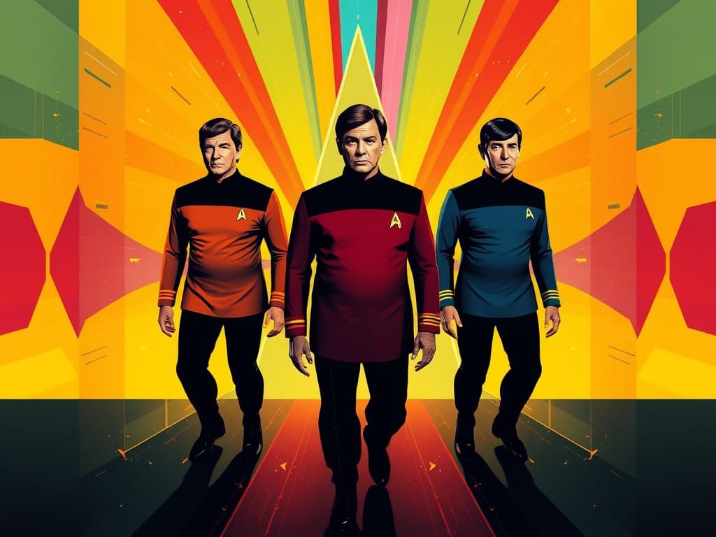 Star Trek Pop Art - Vibrant Star Trek Pop Art in Triadic Col...
