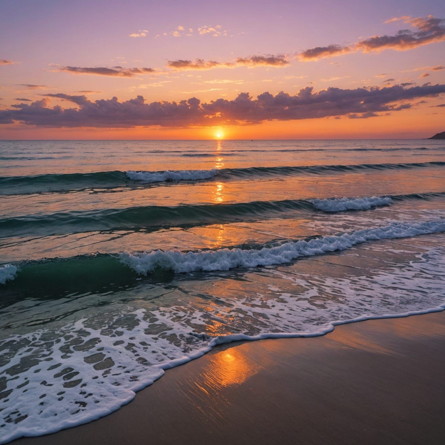 ☀️🌊☀️🌊☀️ - Sunset Ocean Scene in Vibrant Colors