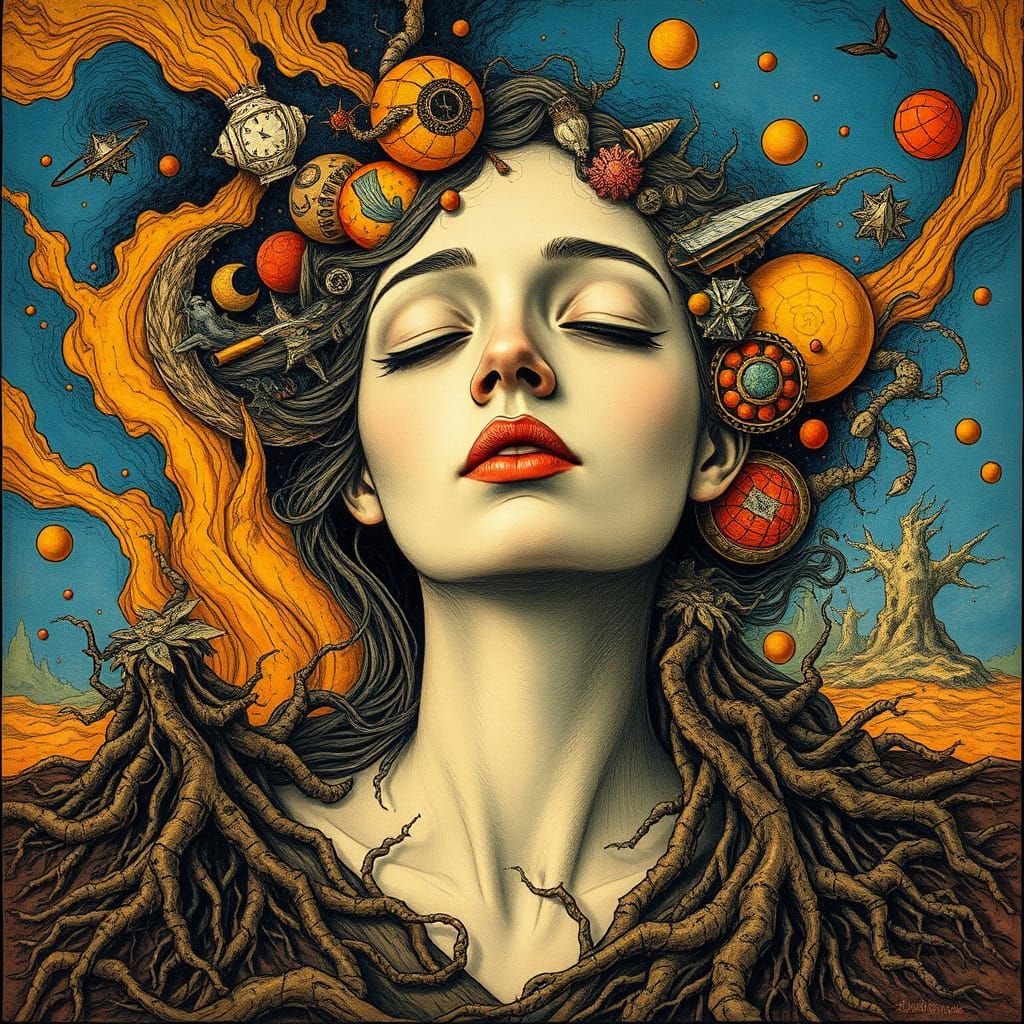 Durer-style illustration print. Visions, hallucinations, abstracted ...