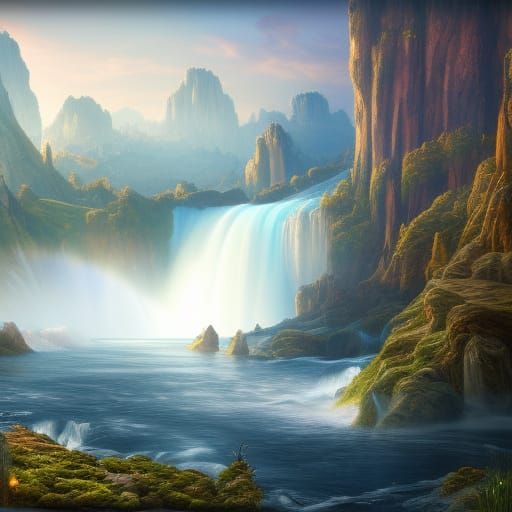 Waterfall - AI Generated Artwork - NightCafe Creator