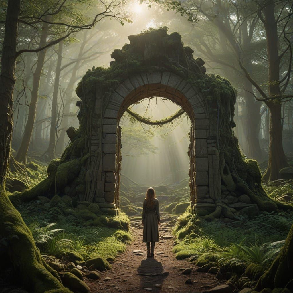 Temple Threshold in a Surreal Landscape - AI Art
