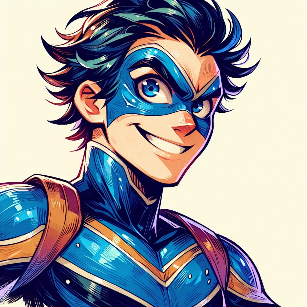 Marvel character,cartoonized colors, clean oil ink airbrush painting ...