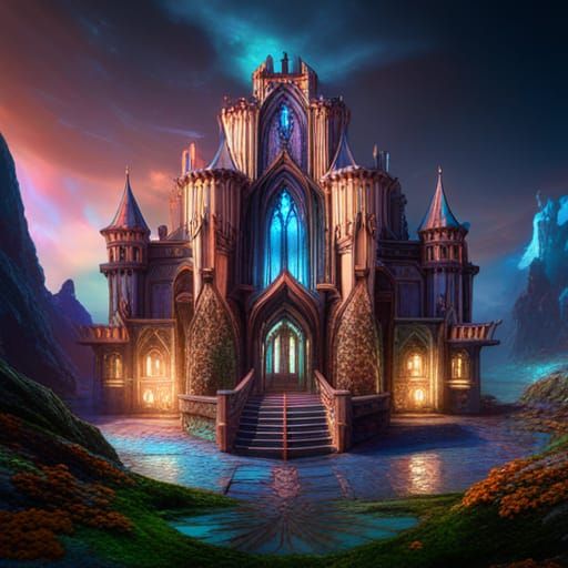Psychedelic fantasy castle - AI Generated Artwork - NightCafe Creator