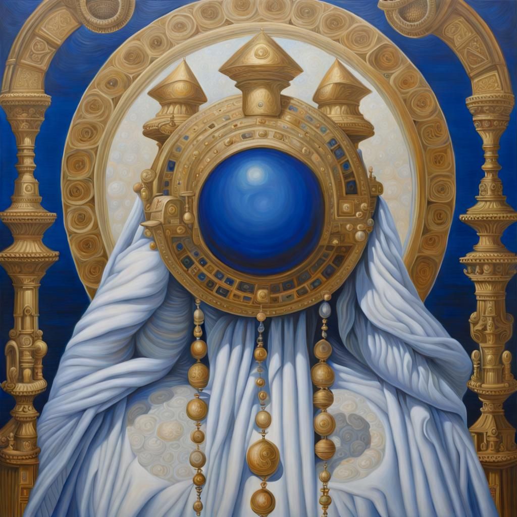 A detailed, surreal oil painting of "Prulf­tusij irj­fum dom­blelp hum ...