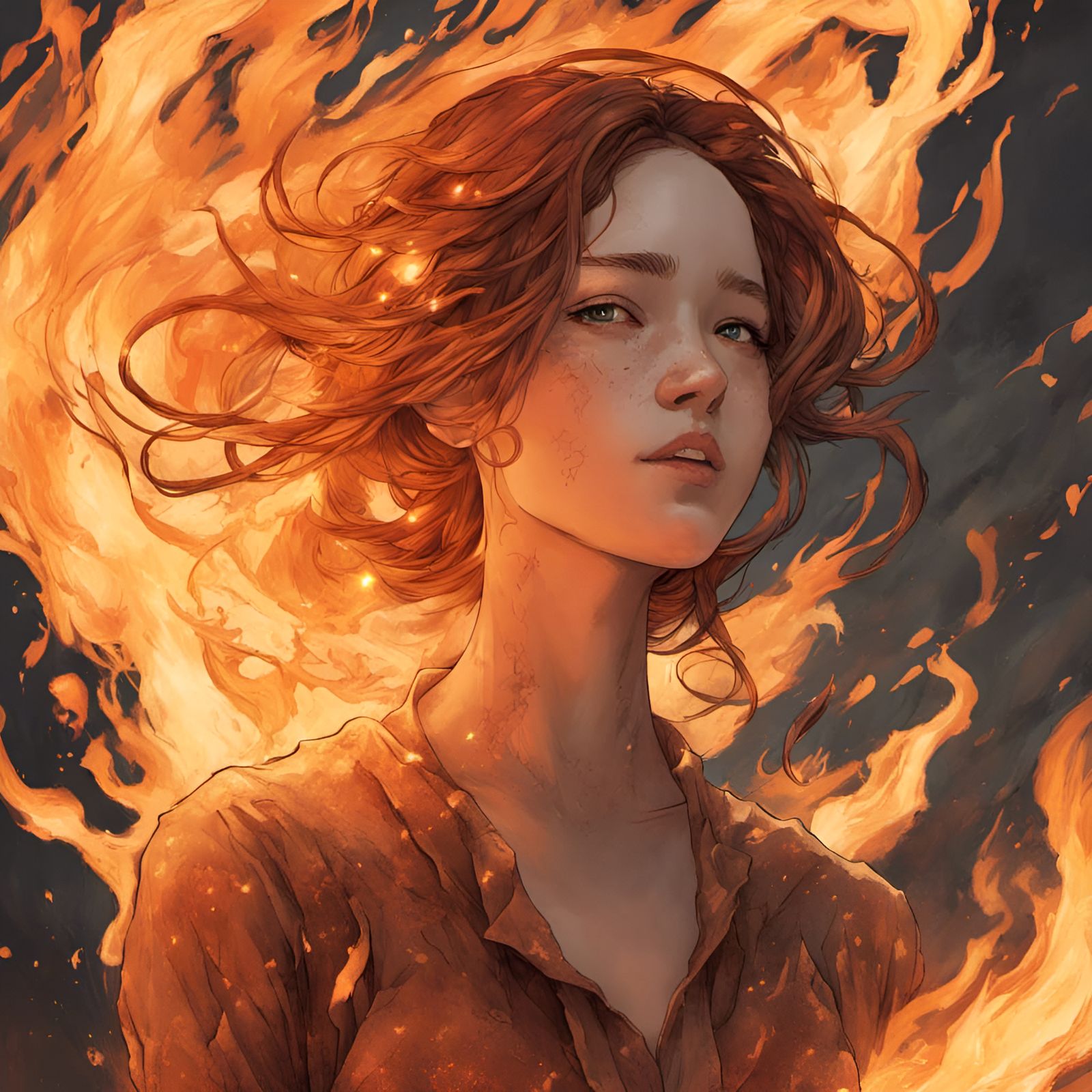 Fire Lady: 3/9 - AI Generated Artwork - NightCafe Creator