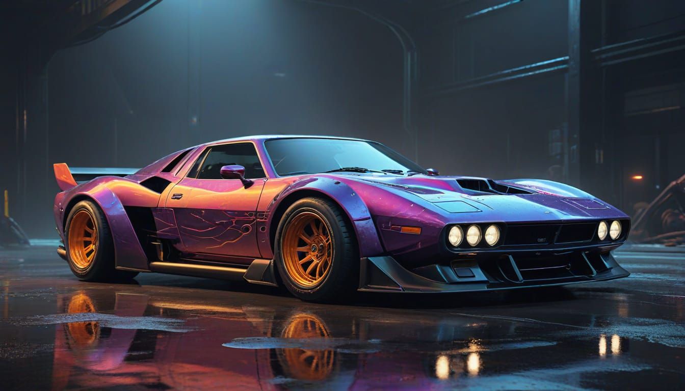 Cyberpunk Hot Rod Drift Car with Futuristic, Avant... - AI Art