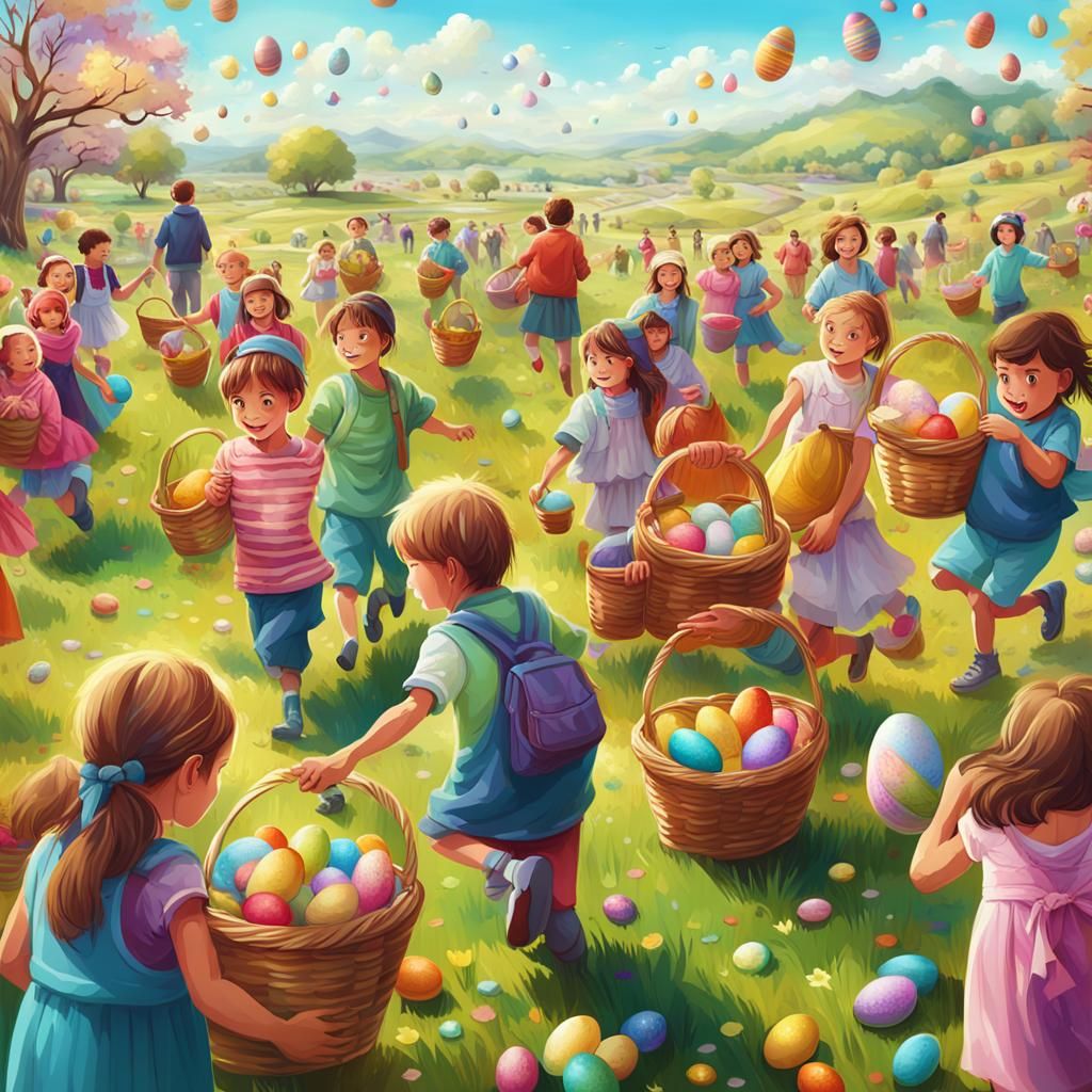 Egg hunt fun - AI Generated Artwork - NightCafe Creator