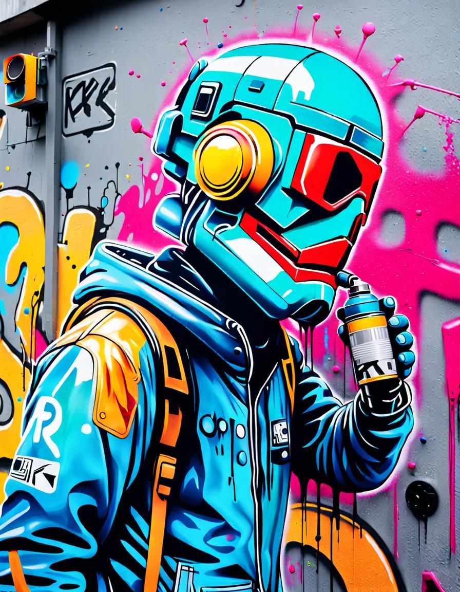 Robot Graffiti Artist: Rejuvel - AI Generated Artwork - NightCafe Creator