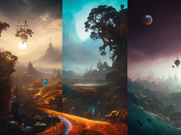 Insanely detailed photograph of an elaborate amazing Collage Art of ...