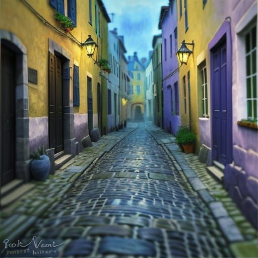 Whimsical Cityscape Illuminated by Starlight, in I... - AI Art