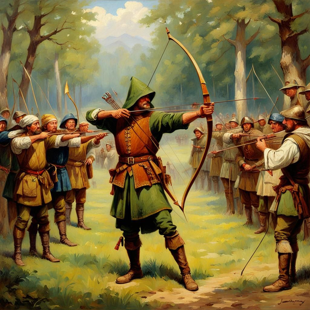 Robin Hood in an archery contest - AI Generated Artwork - NightCafe Creator