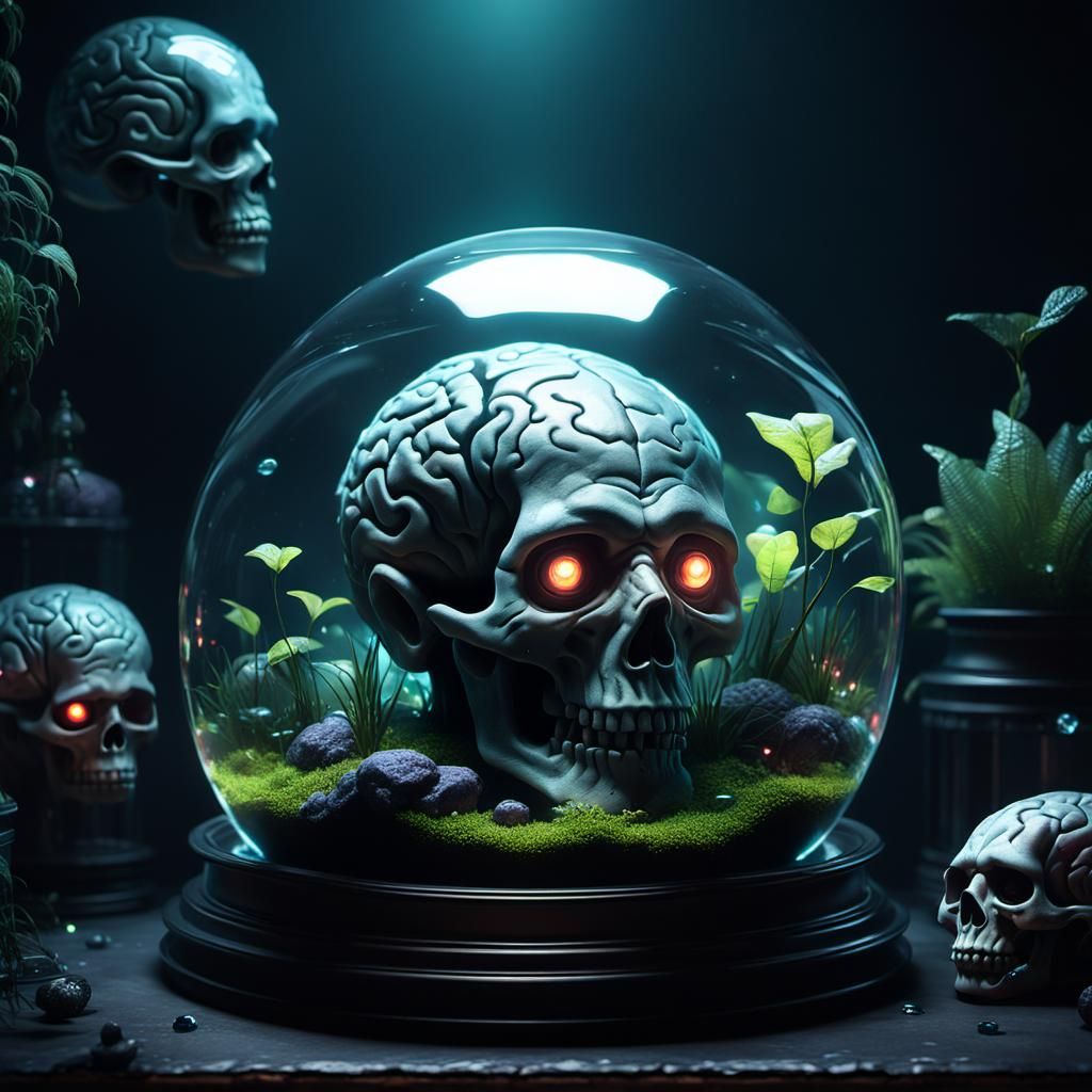 Goth terrarium with levitating glowing eyes - AI Generated Artwork ...
