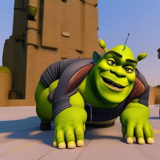 daddy shrek with baby shrek trending on Artstation Unreal Engine 3D ...