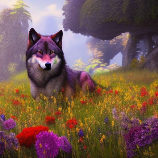 Spring Wolf - AI Generated Artwork - NightCafe Creator