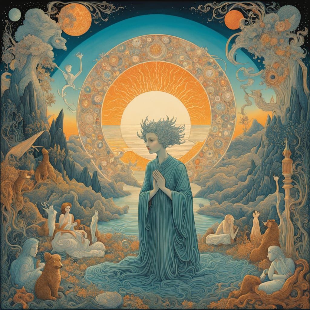 Divine Beings in a Futuristic Dreamscape - AI Art