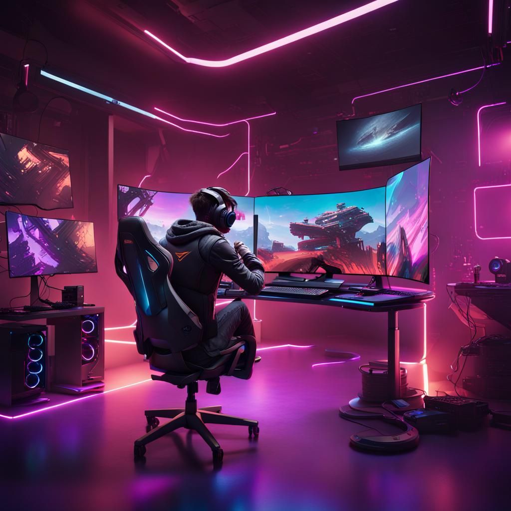 Gaming Room - AI Generated Artwork - NightCafe Creator