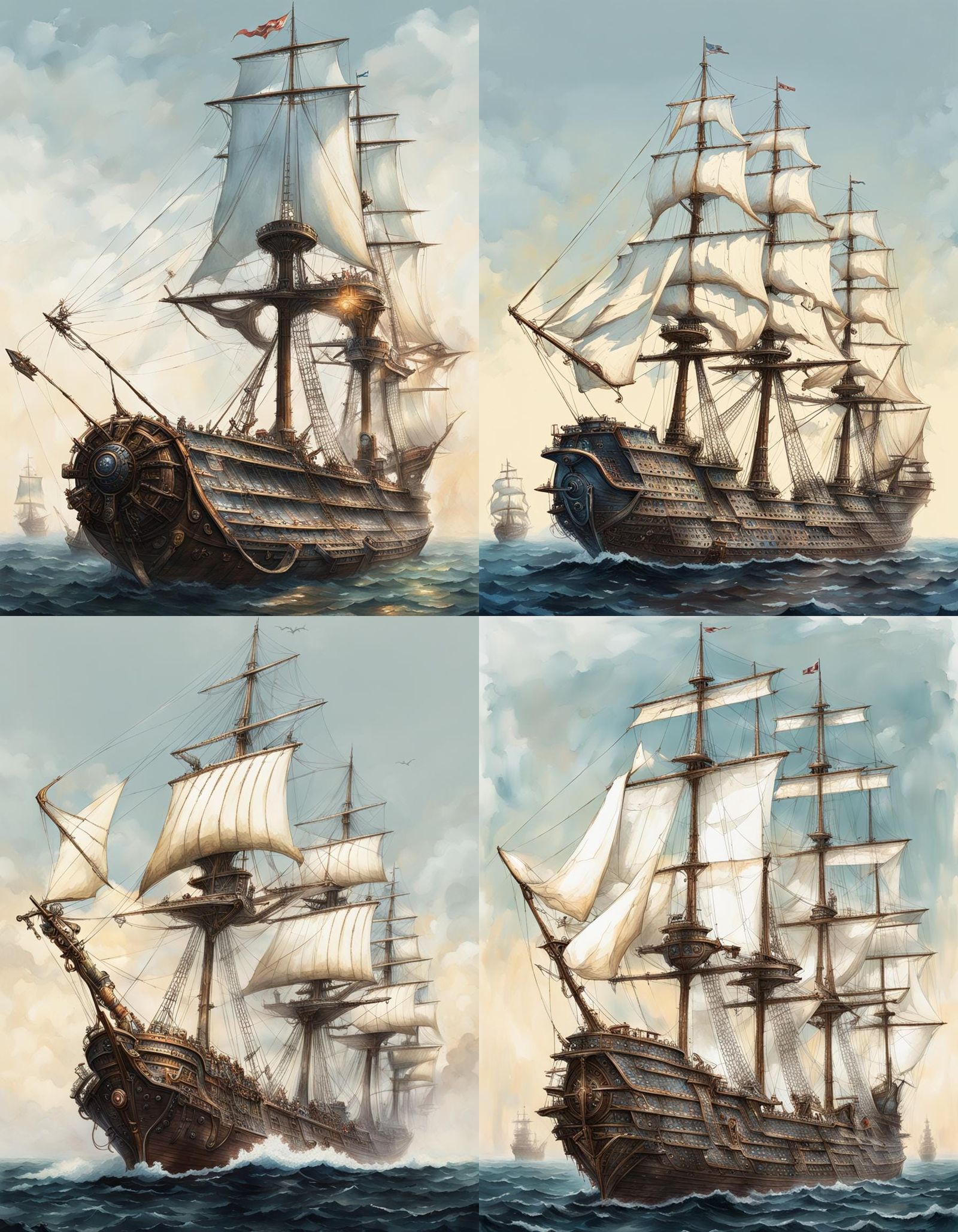 AD&D themed Spelljamming 4-masted Man-O-War with 3 gun decks equipped ...