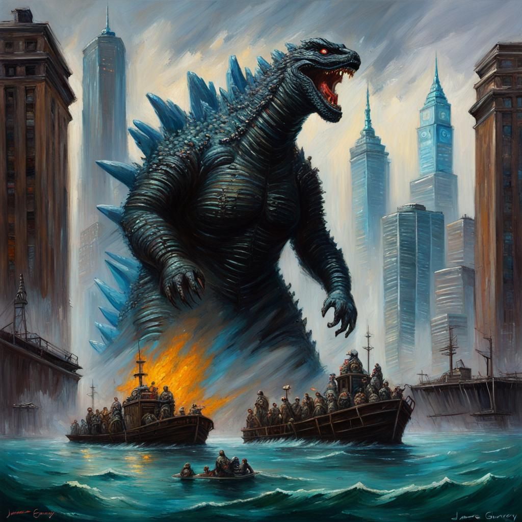 Godzilla didnt like the Boston Tea Party - AI Generated Artwork ...