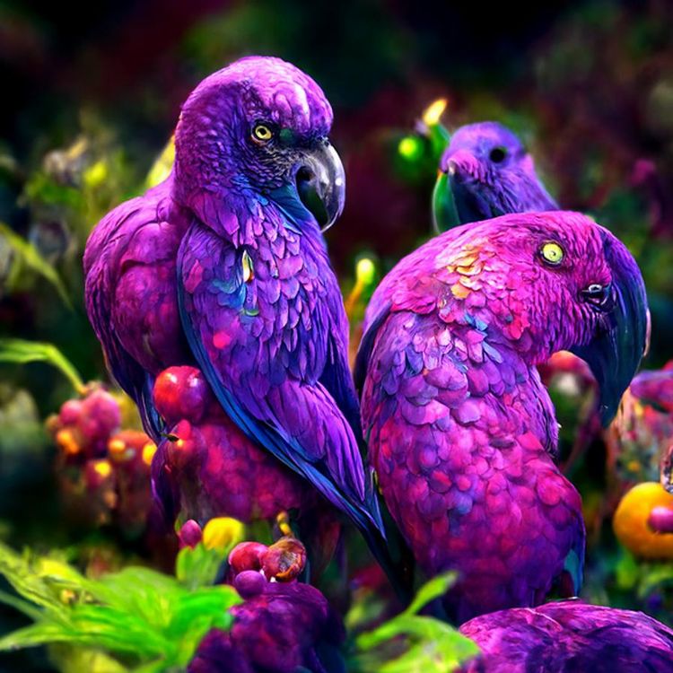 Purple Parrots II - AI Generated Artwork - NightCafe Creator