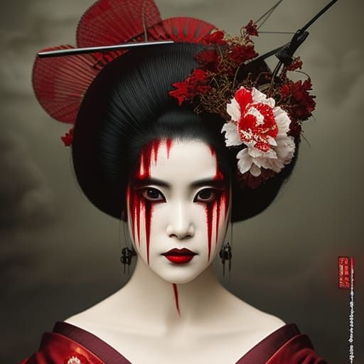 Blood Geisha #2 - AI Generated Artwork - NightCafe Creator