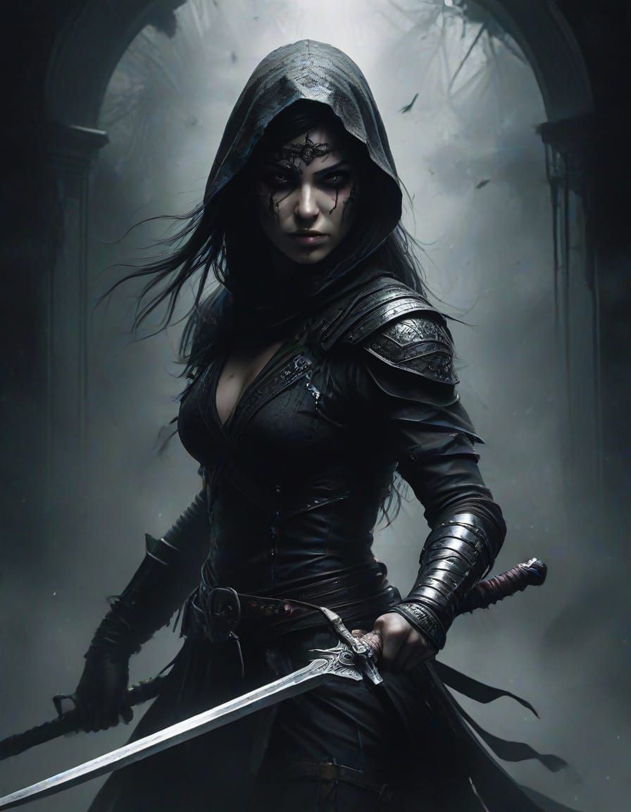 Shadow Assassin - Ethereal Shadow Assassin Emerge from Misty...