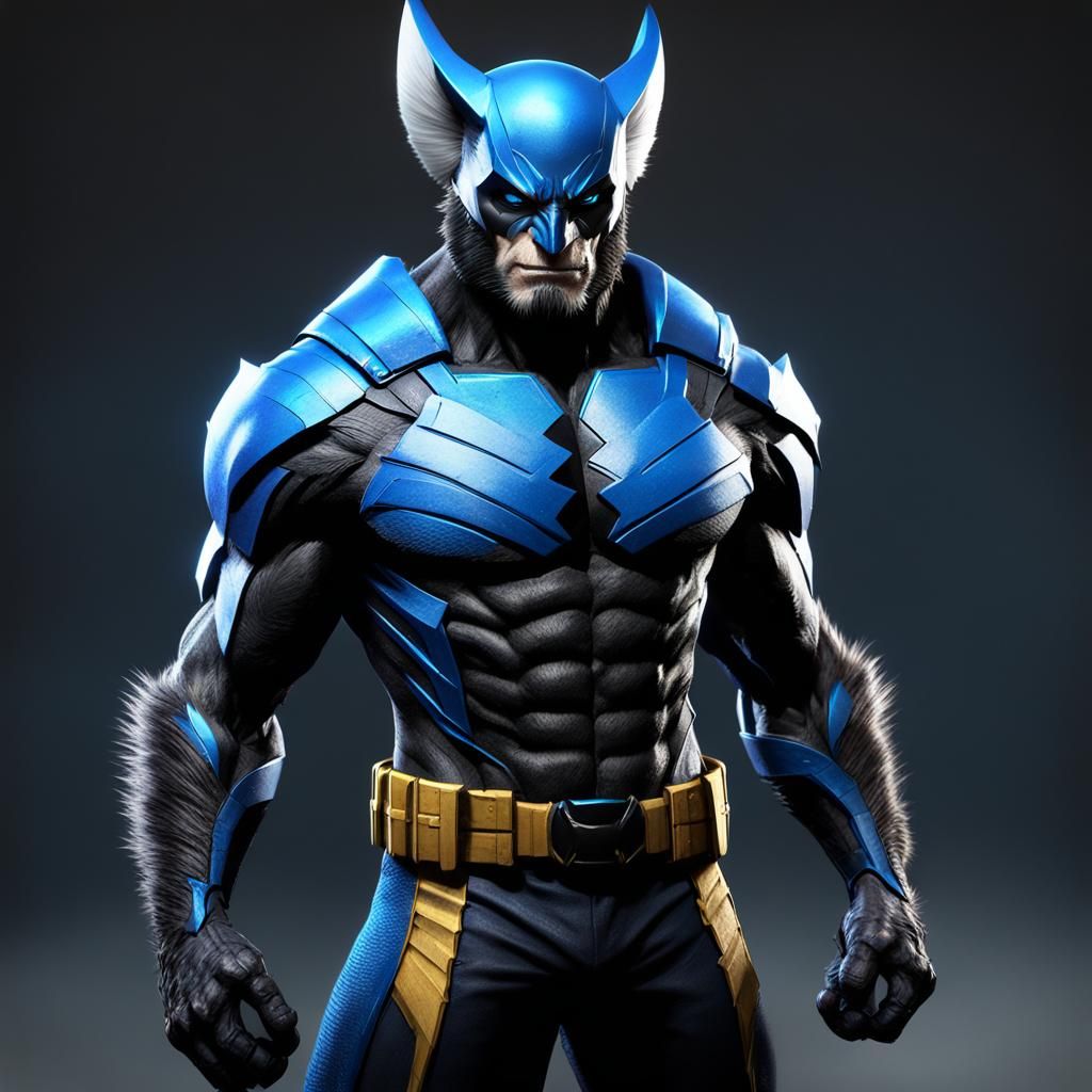 A unique Anthropomorphic Wolverine with a black and blue furry body ...