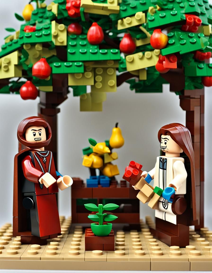 Young Augustine of Hippo and the pear tree Lego set. - AI Generated ...