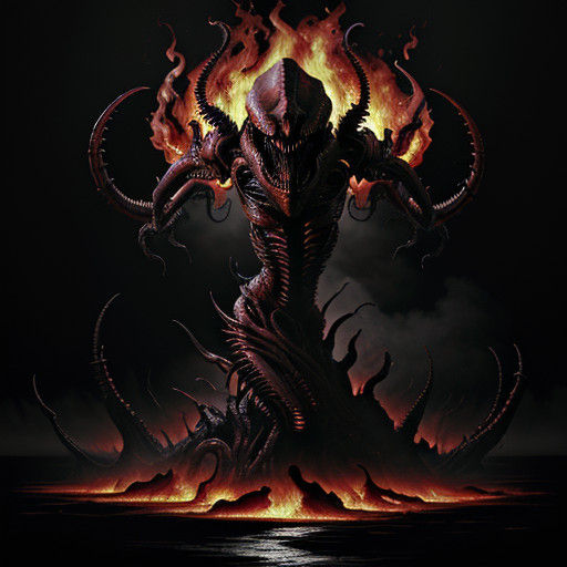 Tortured Xenomorph Rises from Hellish Abyss in Dyn... - AI Art