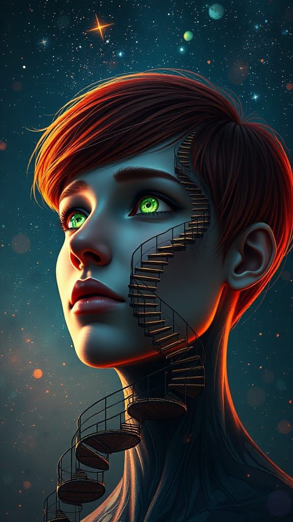 Ethereal Portrait in Triadic Colors - AI Art