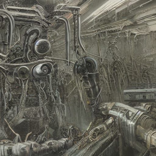 Biomechanical Horror Emerges from Dark Industrial ... - AI Art