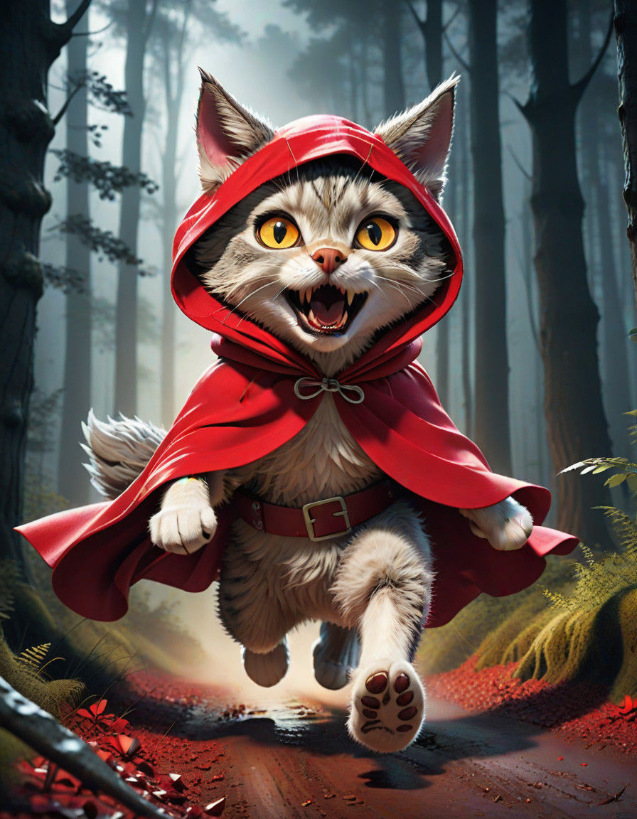 Little Red Riding Hood Cat - Cute Cat as Little Red Riding H...