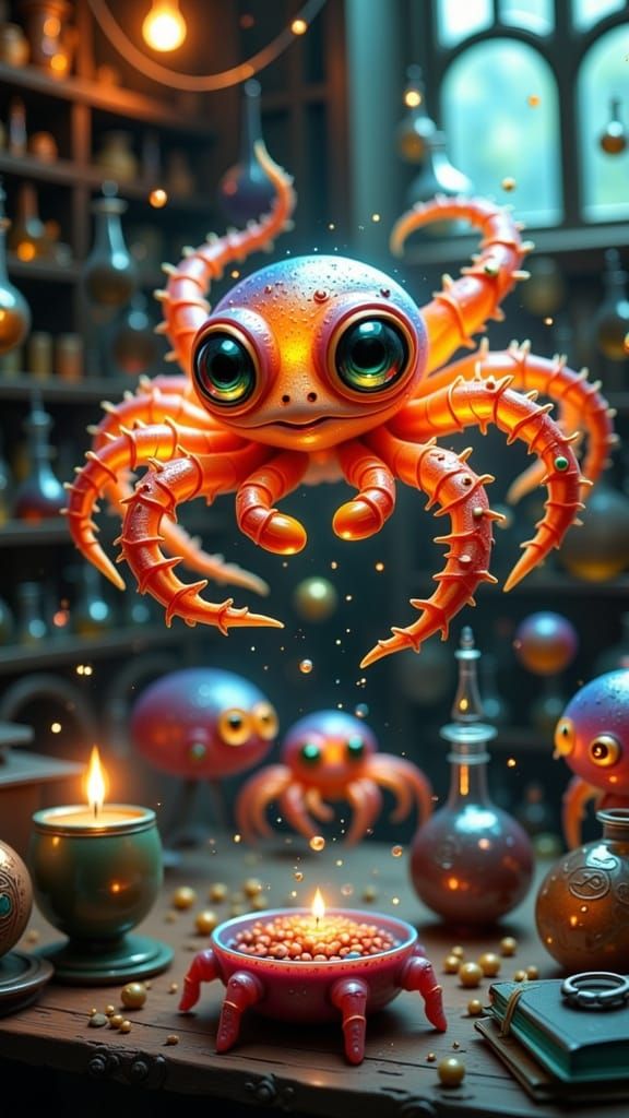 Whimsical Fae Creatures Dance in a Fantastical Lab... - AI Art