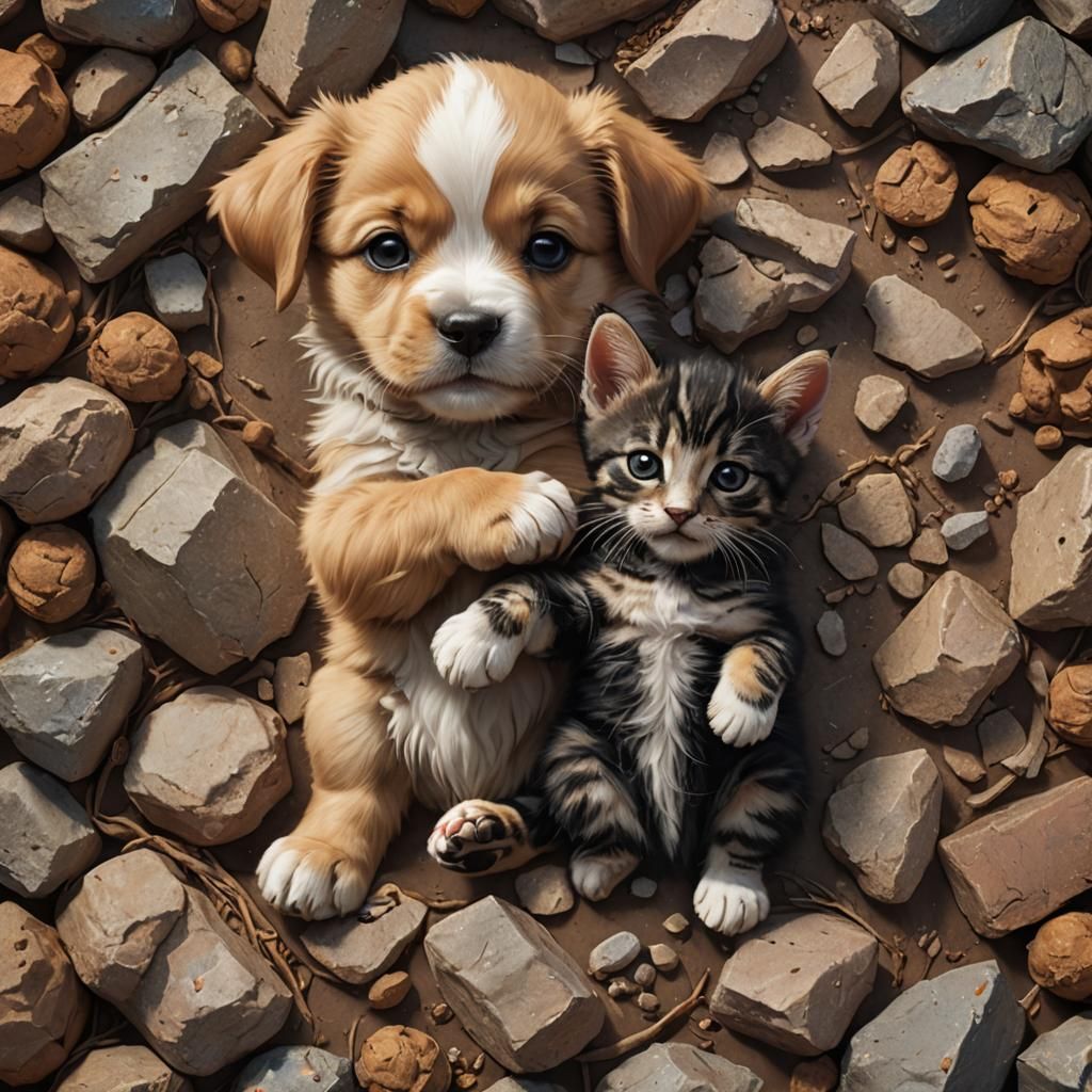 kit and pup - AI Generated Artwork - NightCafe Creator