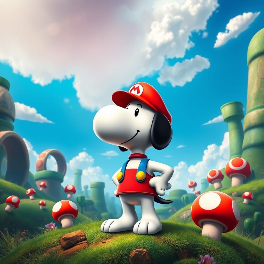 snoopy con el traje de mario bros. - Snoopy as Heroic Mario ...