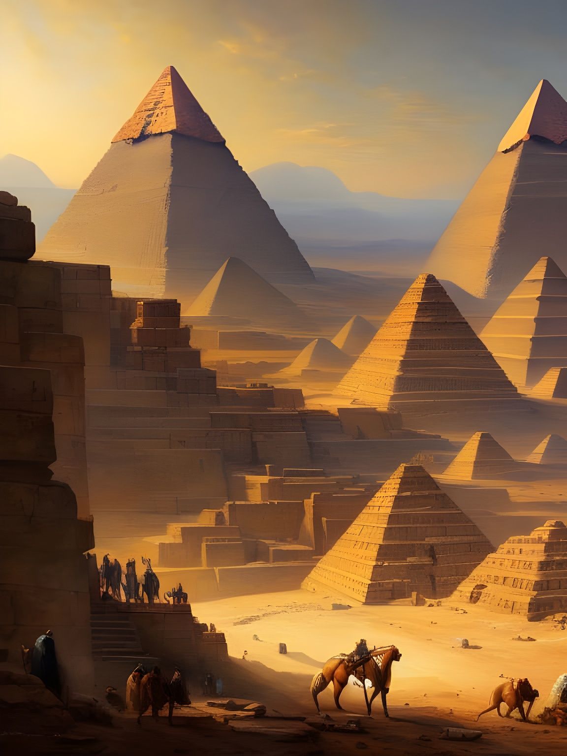 Egyptian Pyramids in Cel-Shaded Digital Art - AI Art