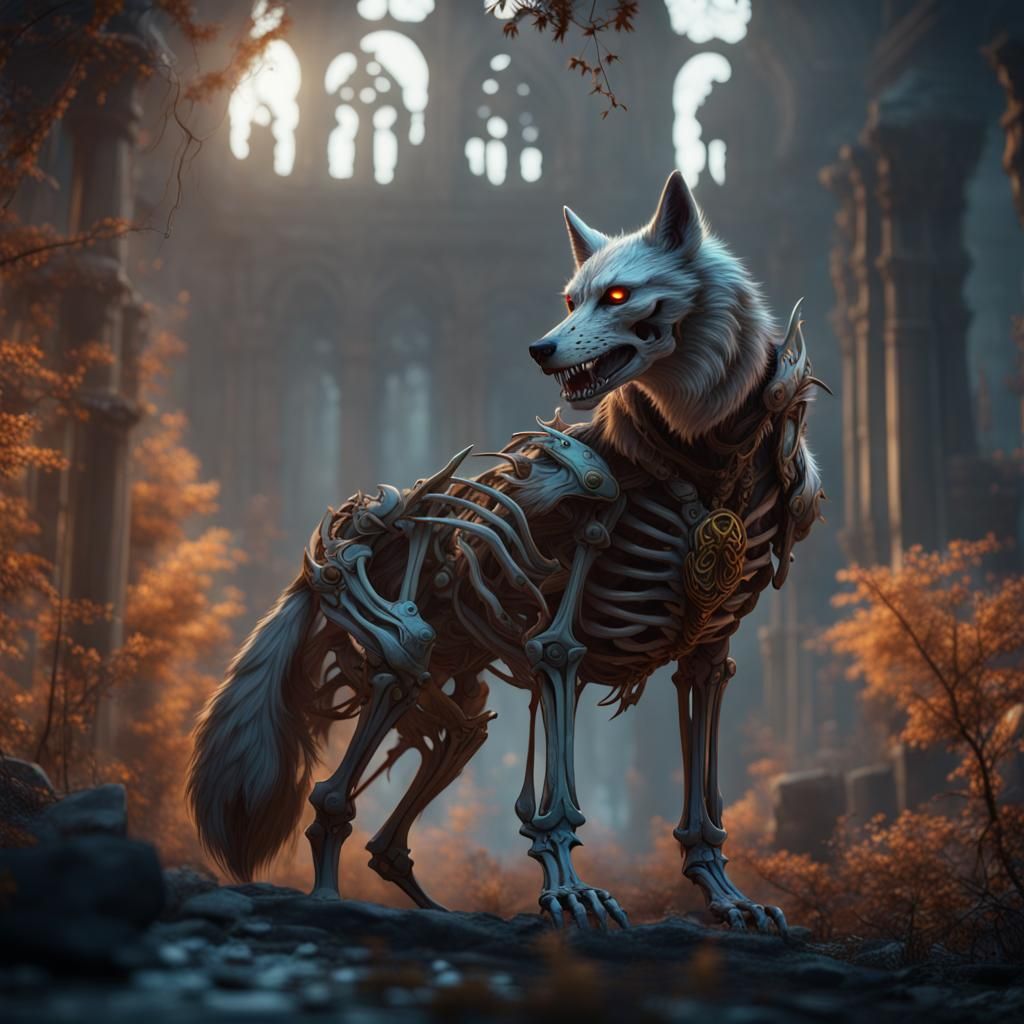 Skeleton Wolf - AI Generated Artwork - NightCafe Creator