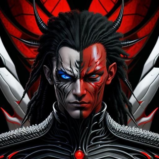 Close up of a man's face with blue eyes, digital art, by Adam ...