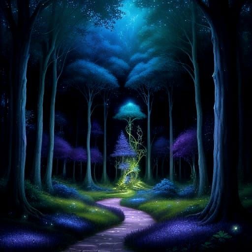 The Fae Tree - Whimsical Forest Landscape in Ethereal Hues