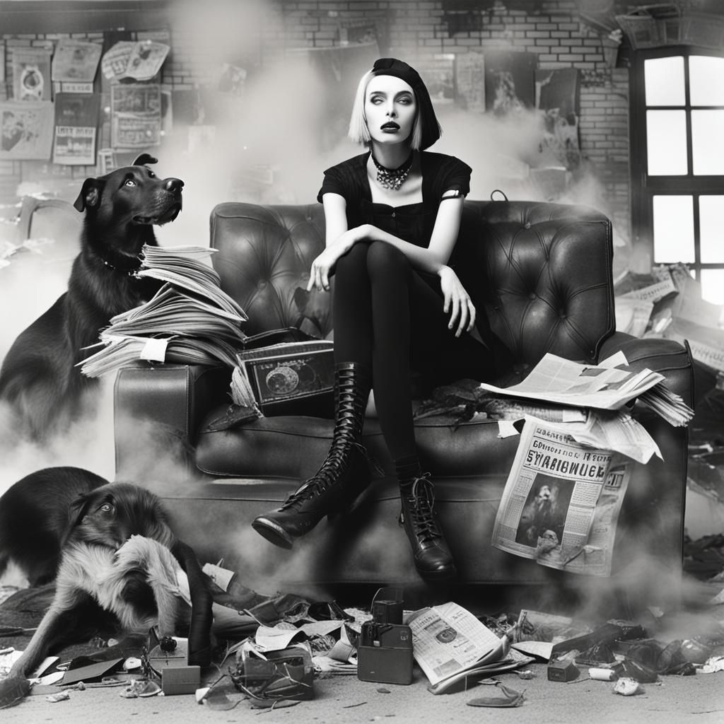 Goth Model in a Haunting Street Art Scene - AI Art