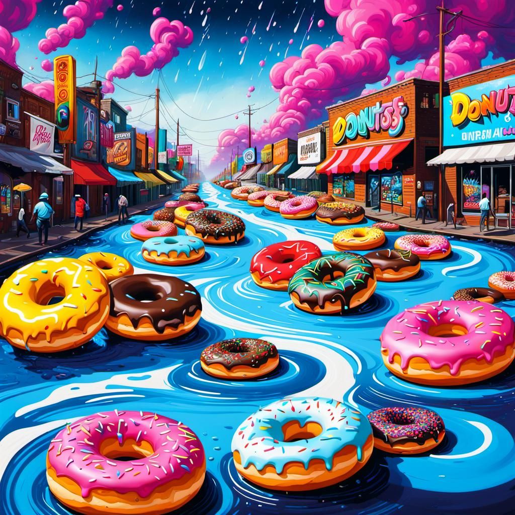 Sweet donut city - AI Generated Artwork - NightCafe Creator