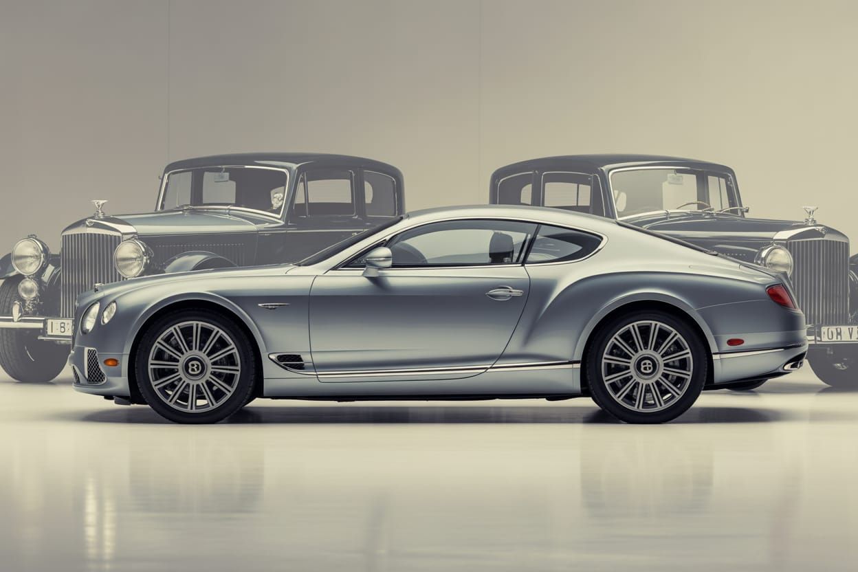 Cars - Bentley Continental GT Double Exposure with Vintage C...