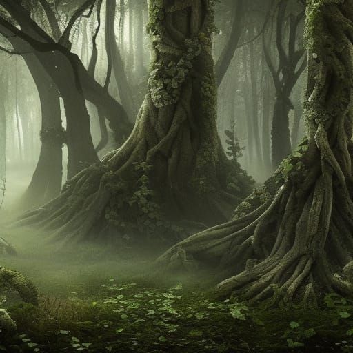 Une foret dark hanté et lugubre avec un cimetière avec les croix des ...