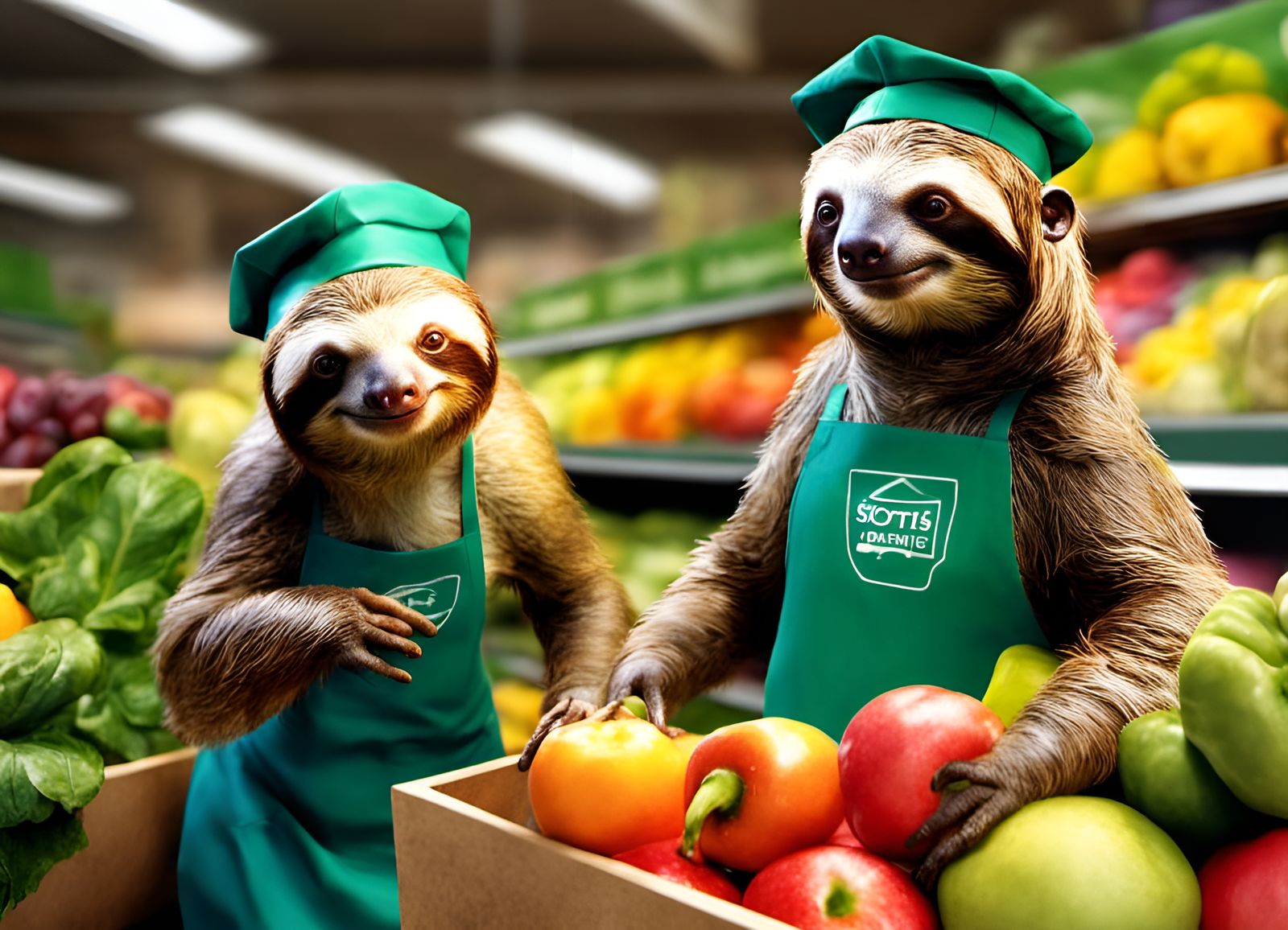 Shopping @ Sloth's - Only the very best organic produce! - AI Generated ...