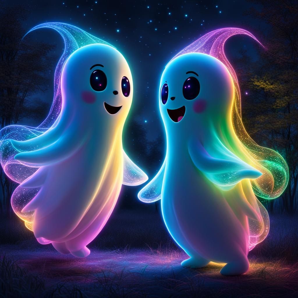 Cute Holographic Baby Ghosts - AI Generated Artwork - NightCafe Creator