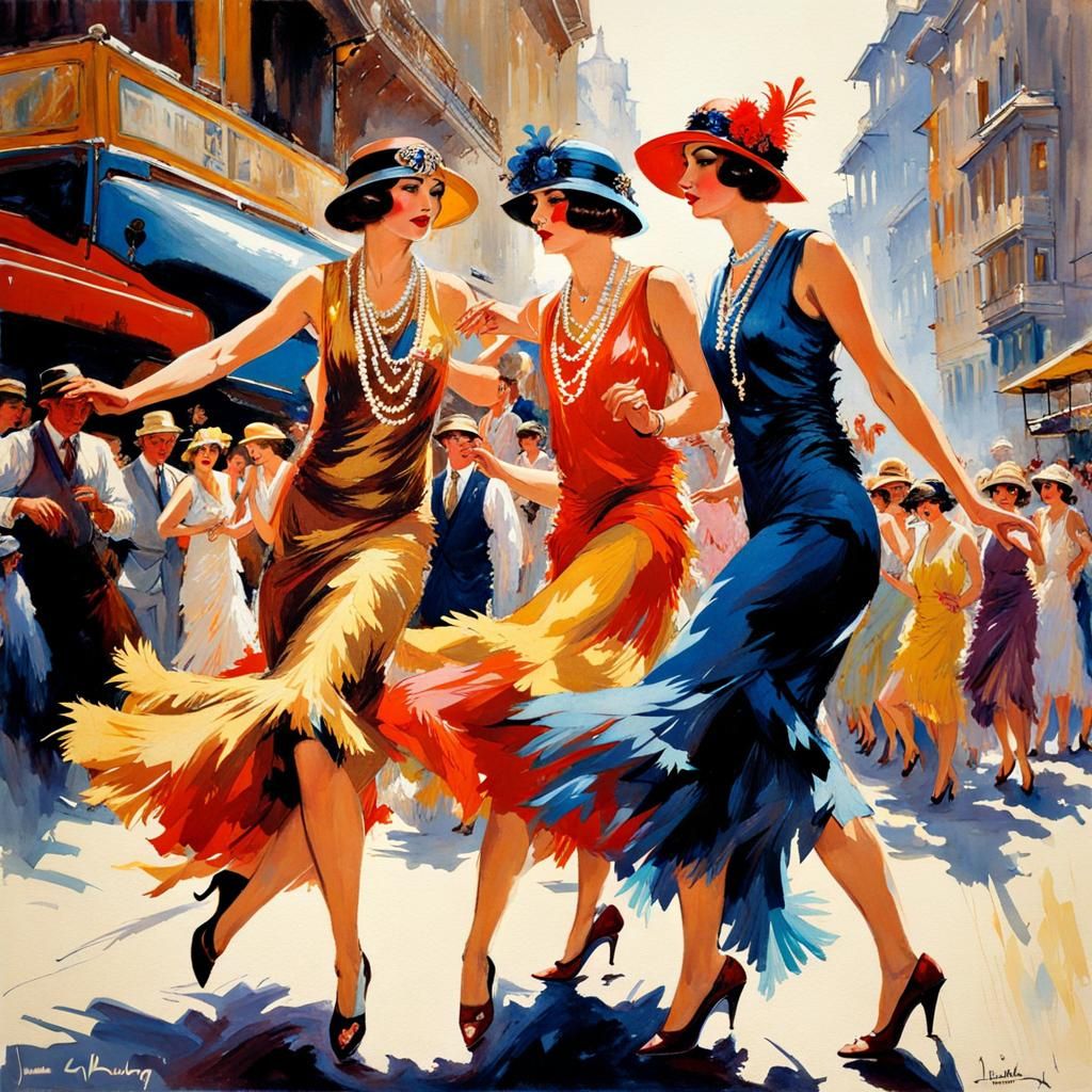 1920's Flappers Dancing in the Street - AI Generated Artwork ...