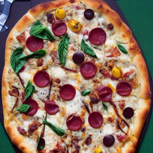 Rabbit and Chicken Pizza: Fauvist Baroque Fusion - AI Art