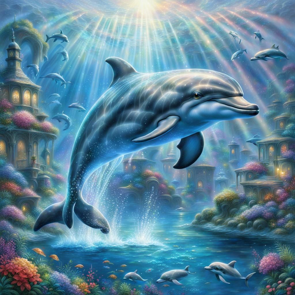A sparkling dolphin. High resolution. - AI Generated Artwork ...